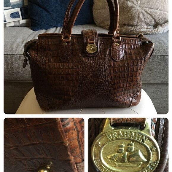 Brahmin | Bags | Vintage Brahmin Croc Embossed Leather Made In The ...